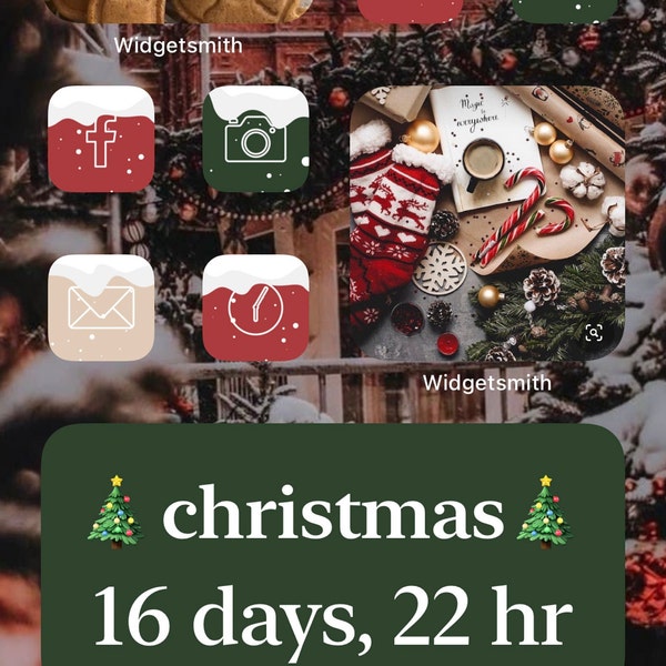 First Snow Christmas App Icons, Ios Icons Xmas, Green Red Aesthetic App ...