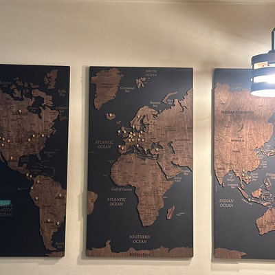 World Map Push Pin Wall Art With FREE Pins, Cork World Map Board ...