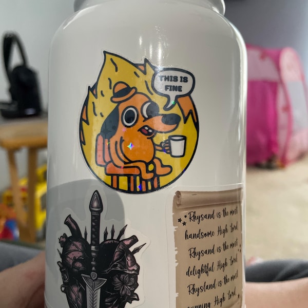 This is Fine Sticker, Funny Dog on Fire Sticker, Waterproof, Mental ...