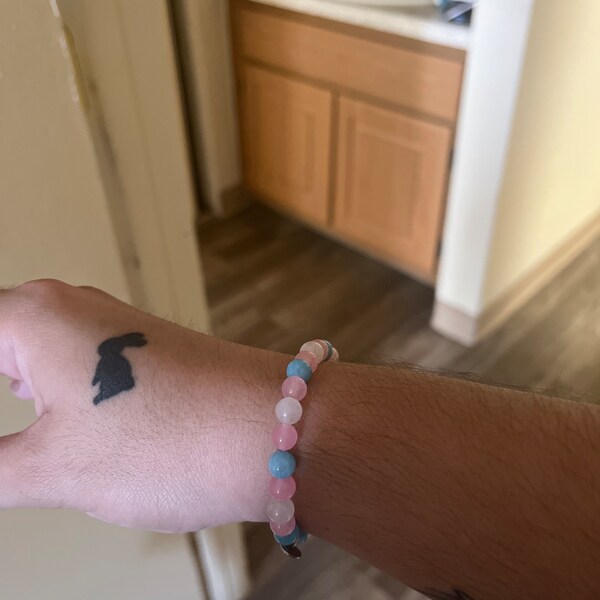 Transgender Pride Flag Beaded Gemstone Bracelet - Etsy