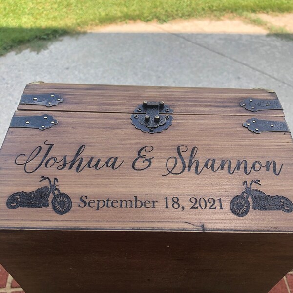 Biker Wedding Card Box Motorcycle Wedding Card Box Biker Couple Cards ...