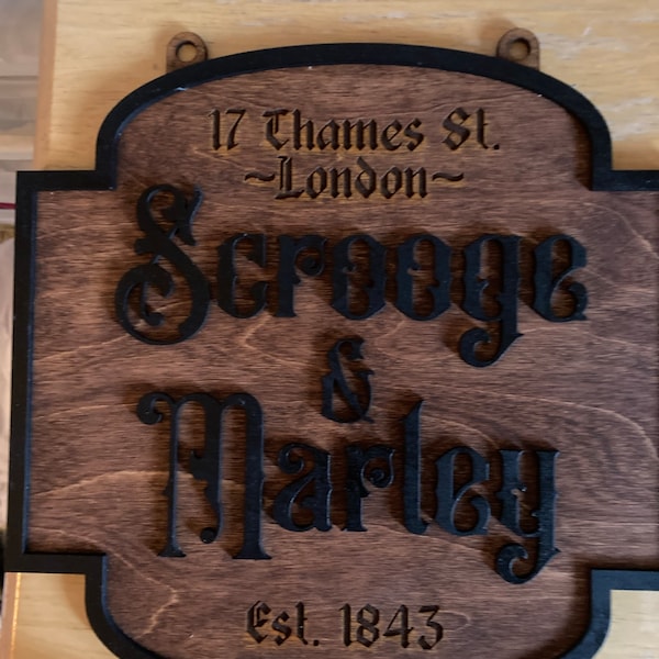 Scrooge & Marley Wood Hanging Wall Sign - Etsy