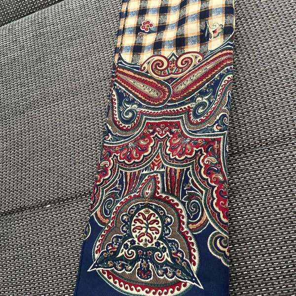 Mens Vintage Paisley 60's Blue Kipper Tie, Gents Rare Retro Psychedelic ...