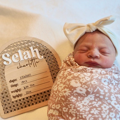 Baby Birth Announcement Sign, Boho Baby Arch Name Sign, Boho Birth ...