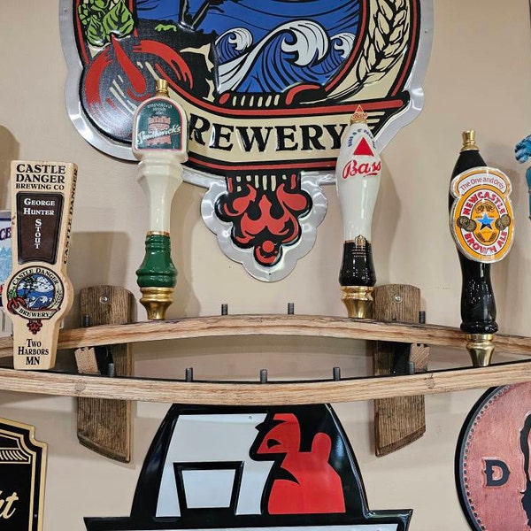 Oak Whiskey Barrel Stave 5 Beer Tap Handle Display Stand (handles Not ...