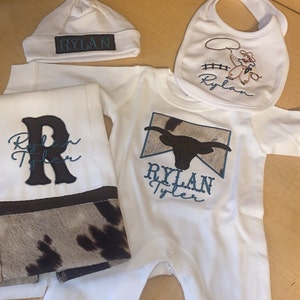Western Cowboy Footed Sleeper for Boy Personalized Boho Cow Skull - Etsy