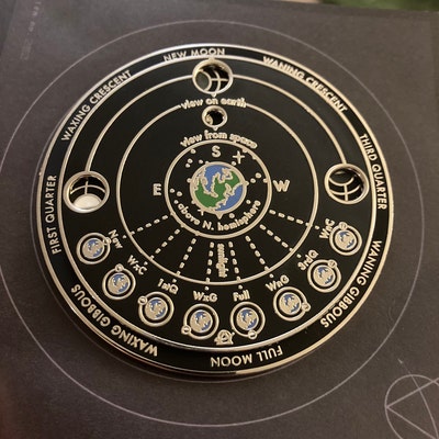 Lunar Phases Enamel Pin Moon Chart Spinner / Spinning Pin Space ...