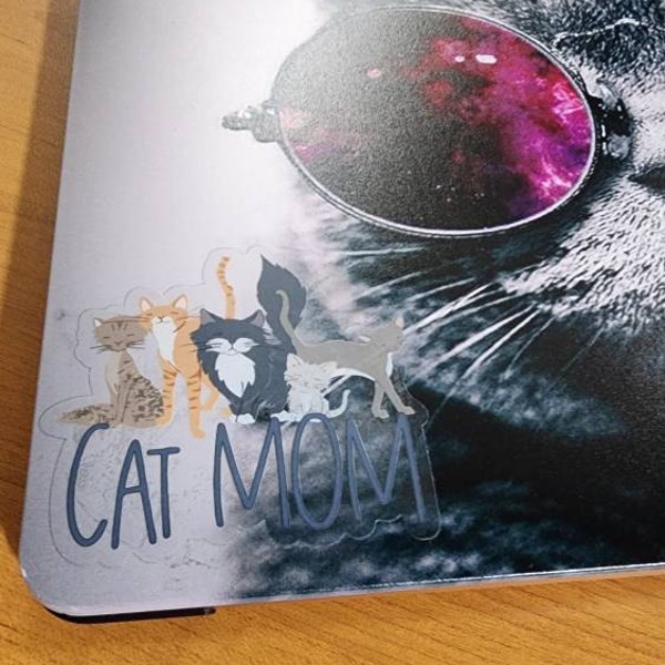 Cat Mom Sticker, Clear Cats Label, Animal Lover Decal, Kindle Sticker ...