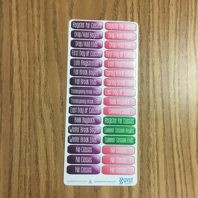 College Planner Stickers / Academic Calendar Stickers / Fits Erin ...