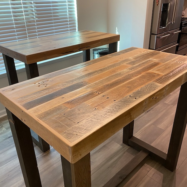 Counter Table in Natural Finish | Reclaimed Wood | 36" Counter Height ...