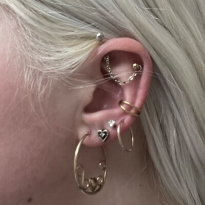 Double Smooth Split Conch Hoop, G23 Titanium, Double Conch Earring ...