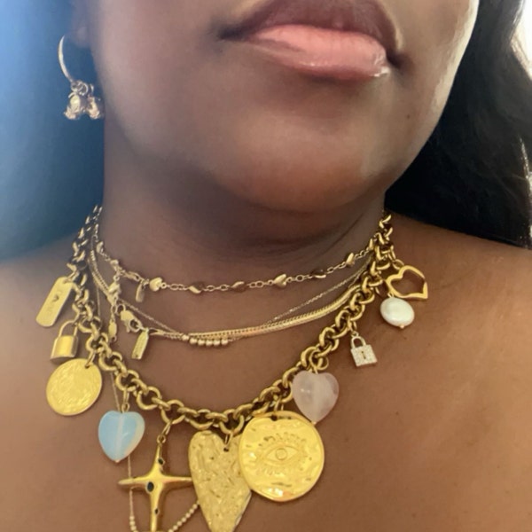 Make Your Own Custom Charm Necklace, Gold Chain Charm Necklace, Vintage ...
