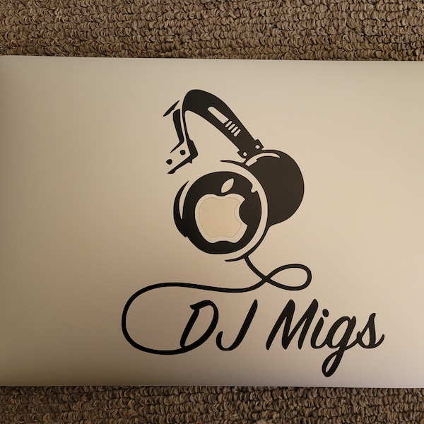 CUSTOMIZED Sticker Decal HEADPHONES, DJ Set Black, for Mac/macbook Pro ...