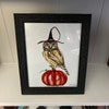 Halloween Crow Witch Watercolor Art Print, Bird on Pumpkin Wall Art ...