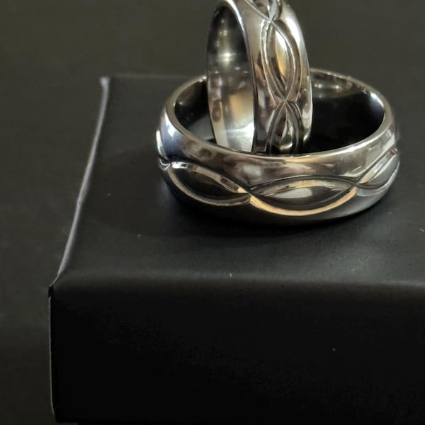 New Infinity His and Hers Set Titanium Wedding Rings Matching Set: 8HRP ...