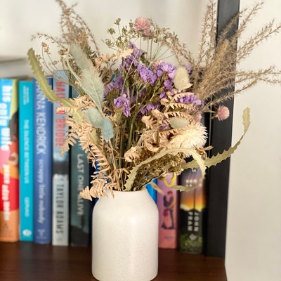 Lavender Dried Flowers in a White Ceramic Vase, Home Decor, Purple ...