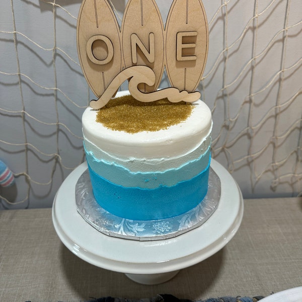 Surfboard First Birthday Cake Topper | Custom Surf Theme Party - Etsy