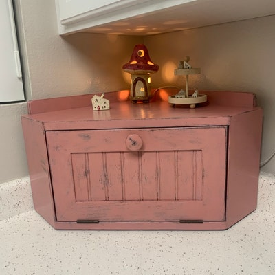 Corner Solid Wood Bread Box Wood Breadbox Corner Breadbox - Etsy