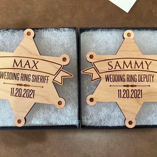Ring Security Badge, Ring Bearer Badge, Ring Bearer Gift, Wood Name ...