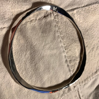 Triple Bangle Sterling Silver Three Linked Bangles Handmade Hammered Silver Bangle Made in the ...