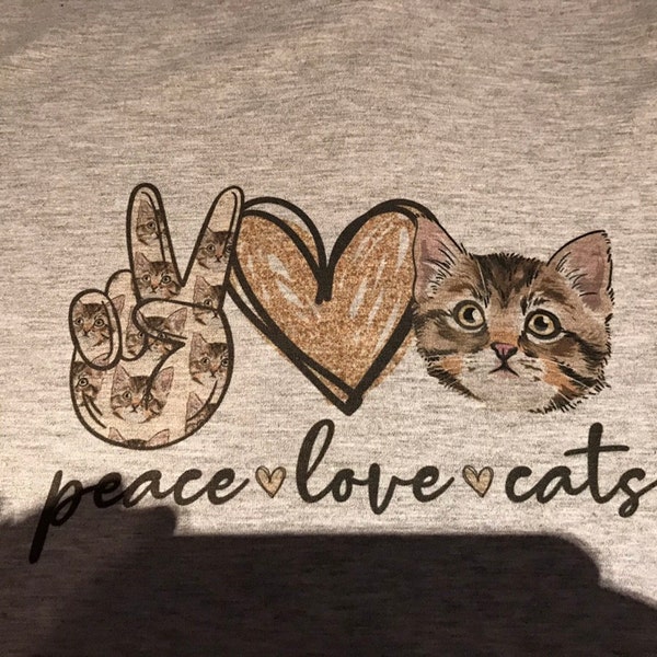 Peace Love Cats ,tabby Cat, Peace Love Cats Sublimation Png Digital ...