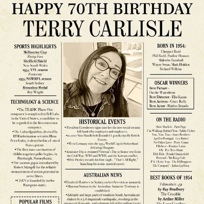 Class of 1974 NEWSPAPER Poster 1974 Class Reunion High School Reunion ...