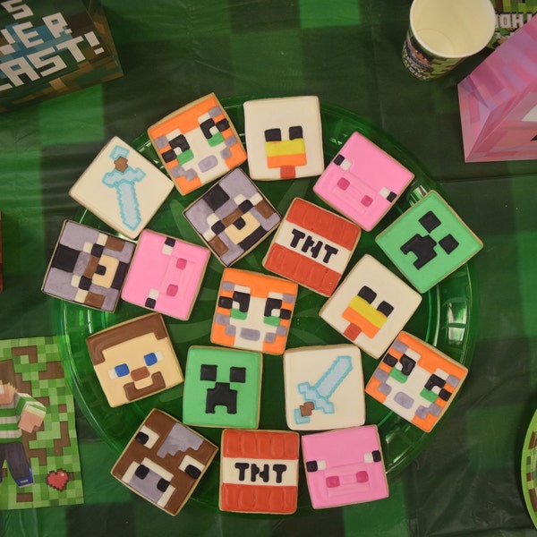 MINECRFT Inspired Vanilla Sugar Cookies CREEPER -stampy Cat - Tnt ...