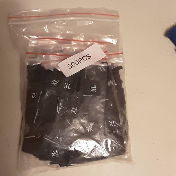 Black / White Woven Size Label Tabs Xxs Xs S M L Xl Xxl 3xl 4xl 5xl ...