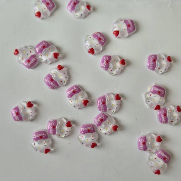 Cupcake Resin Embellishments, 10mm Mini Cake Cabochons, Flat Back Resin ...