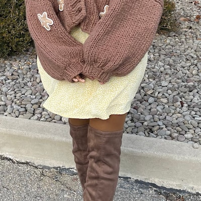 Hooded Dark Chocolate Patchwork Cardigan - Etsy