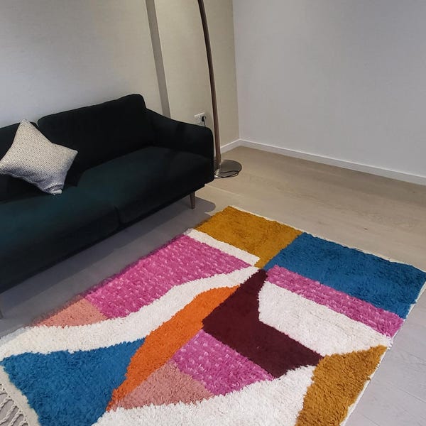 Colorful Moroccan Rug, Custom Fabulous Boujad Rug, Abstract ...