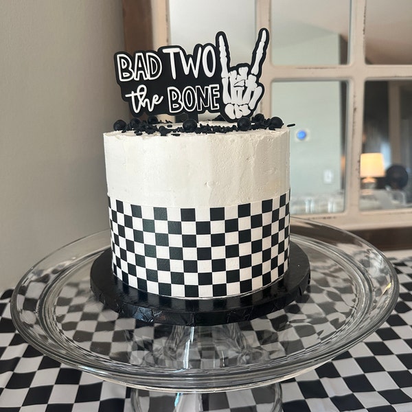 Bad Two the Bone Cake Topper | Birthday Party Decor | 2nd Birthday | Boys Birthday Theme | Girls ...