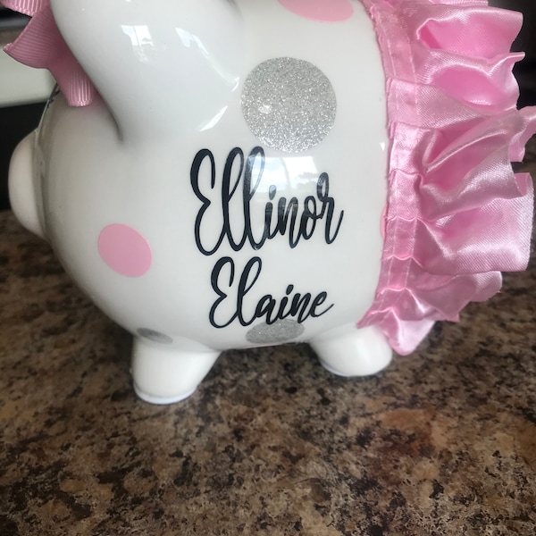 Personalized Light Pink Piggy Bank,polka Dot Piggy Bank, Banks for ...