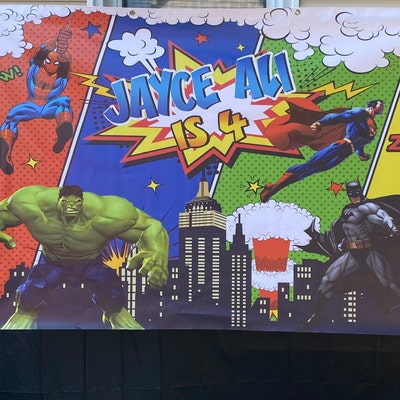 Superhero Backdrop, Superheroes Birthday Backdrop, Boy Superheroes ...