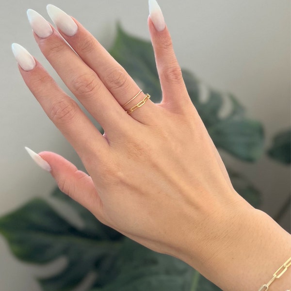 Dainty Paper Clip Chain Ring in Gold, Sterling Silver, Rose Gold ...