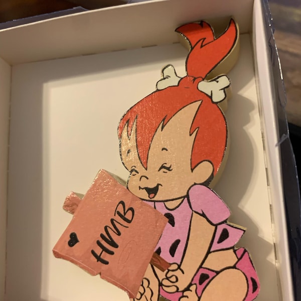 Pebbles Flintstone Birthday Magnet, Pink Pebble Favors, Pebbles ...