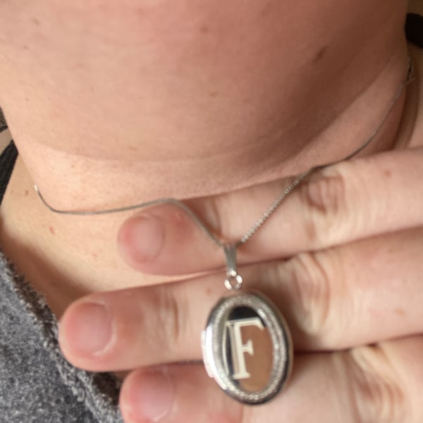 Initial Locket • Silver Initial Locket Necklace • Initial Necklace ...
