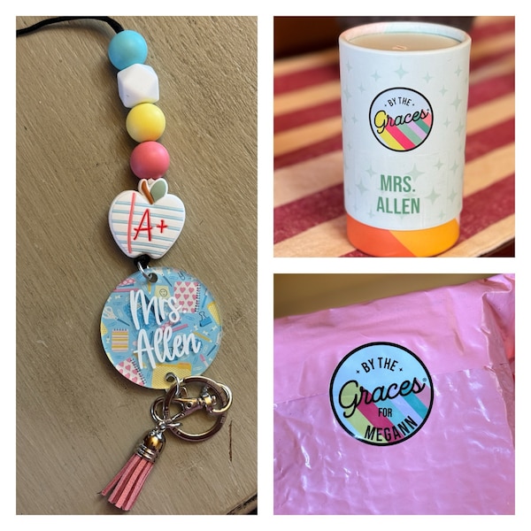 Colorful Teacher Lanyard - Personalized Lanyard for Badge - Beaded ...