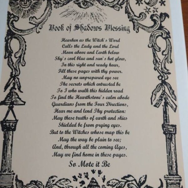 GRIMOIRE BLESSING, Book of Shadows Blessing Prayer, Wicca Grimoire Spellbook, Wicca Protection ...