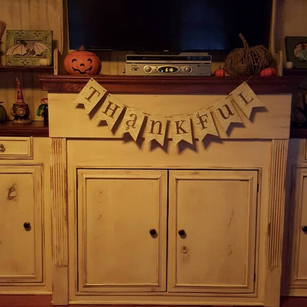 THANKFUL Homemade Book Page Banner Fall Thanksgiving Decor Decoration ...
