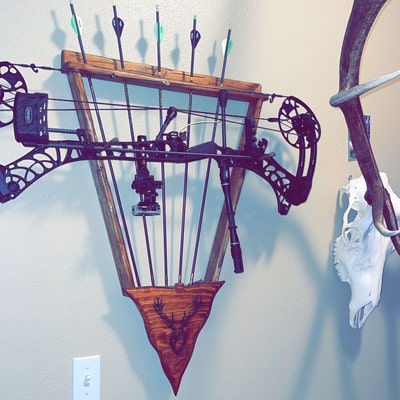Archery Bow Rack, Wall Mounted, Bow Rack, Rusted Wood Bow Rack,bow ...