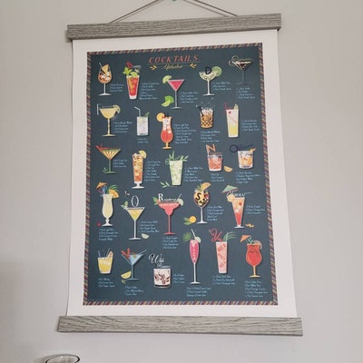 Cocktails A-Z Alphabet Poster Print, Gin Prosecco Whisky Drink Themed ...