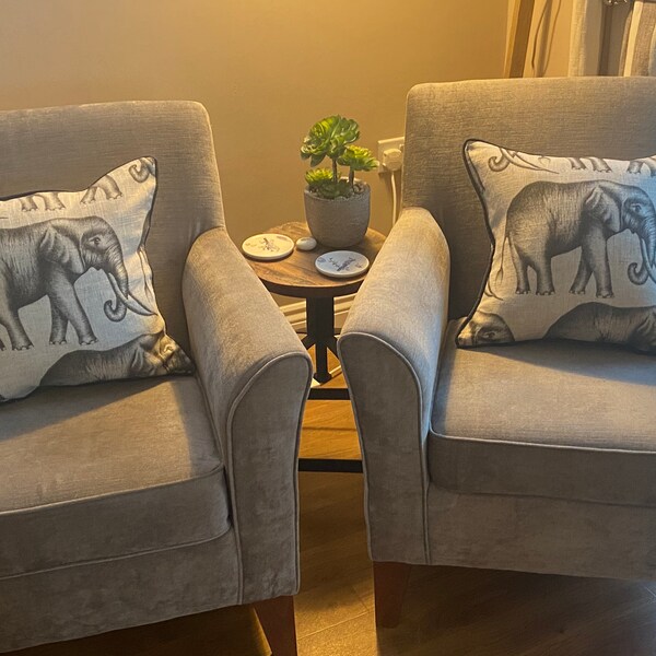 Harlequin Savanna Elephant Charcoal Grey Cushion Cover Throw Pillow ...