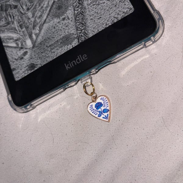 Blue Floral Heart Kindle Charm | Boho | Kindle Accessory | Phone Charm ...