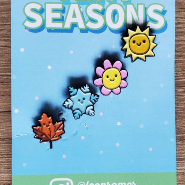 Small Summer Sun Pin - Tiny 4 Season Enamel Pins - Sun, Leaf, Flower ...