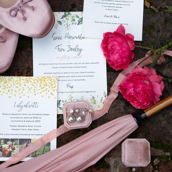 Wallet Fold Venue Illustration Wedding Invitation – Colour Hand-drawn ...