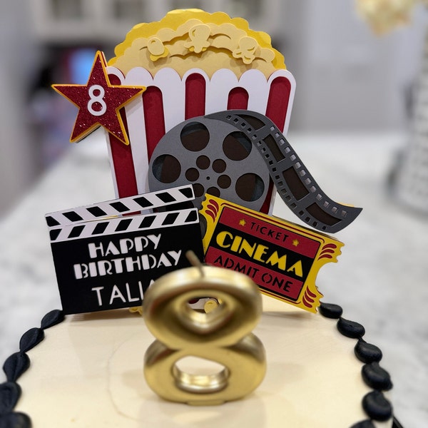 Custom Movie Theater Cake Topper, Movie Night Birthday, Movie Party ...