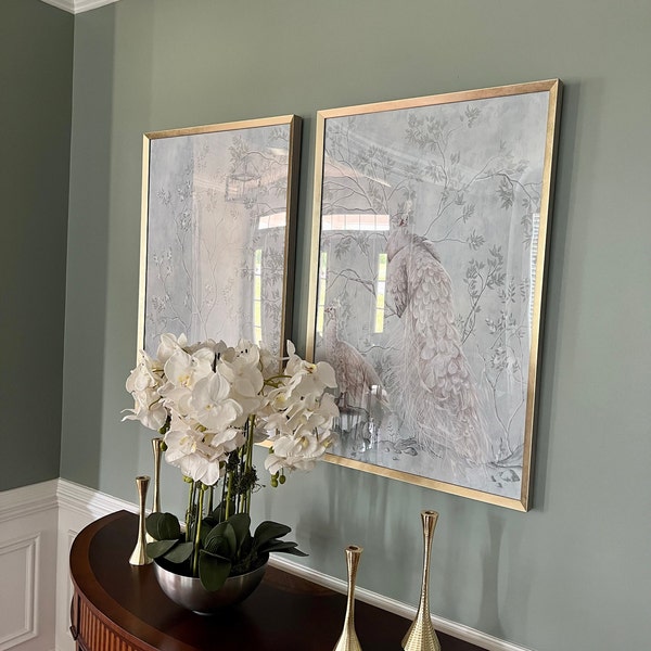 Chinoiserie Wall Art in off White | Set of 2 | Grandmillenial Prints ...