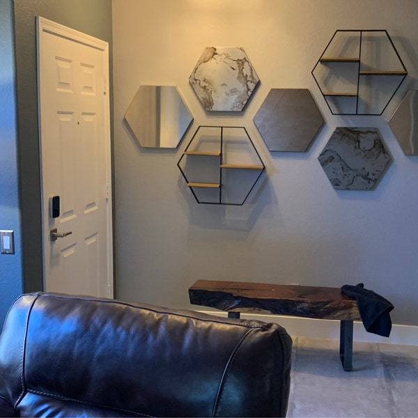 Hexagon Steel Wall Art - Metal Wall Art / Geometric Wall Art / Steel ...