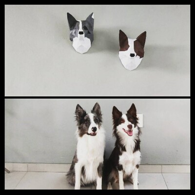Border Collie Trophy Head Papercraft, DIY Home Decor, Paper Animal ...
